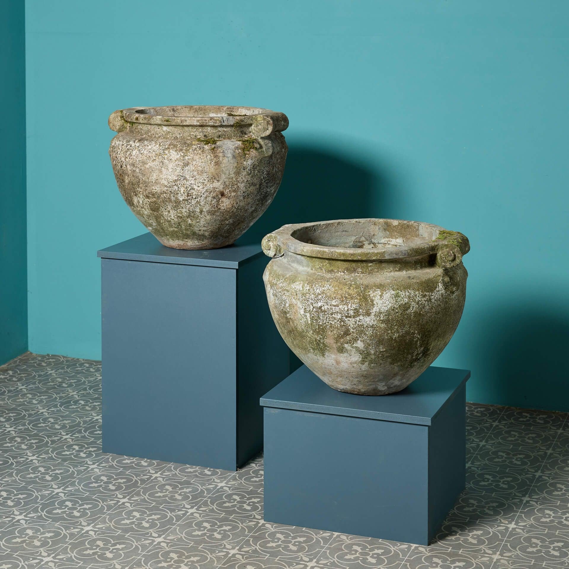 Pair of Antique Compton Scroll Style Garden Pots | UK Architectural ...