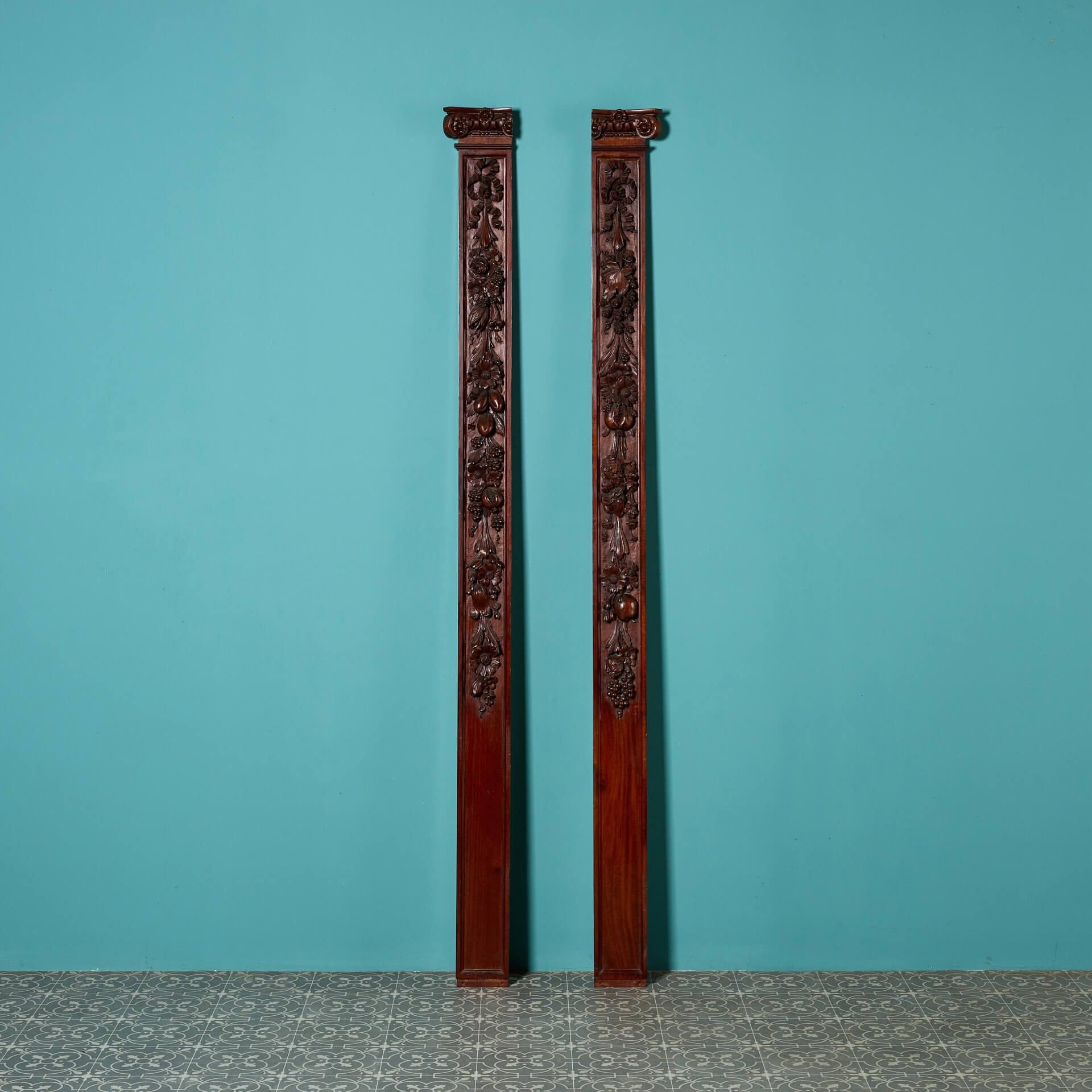 Pair of Victorian Carved Mahogany Pilasters | UK Architectural Heritage