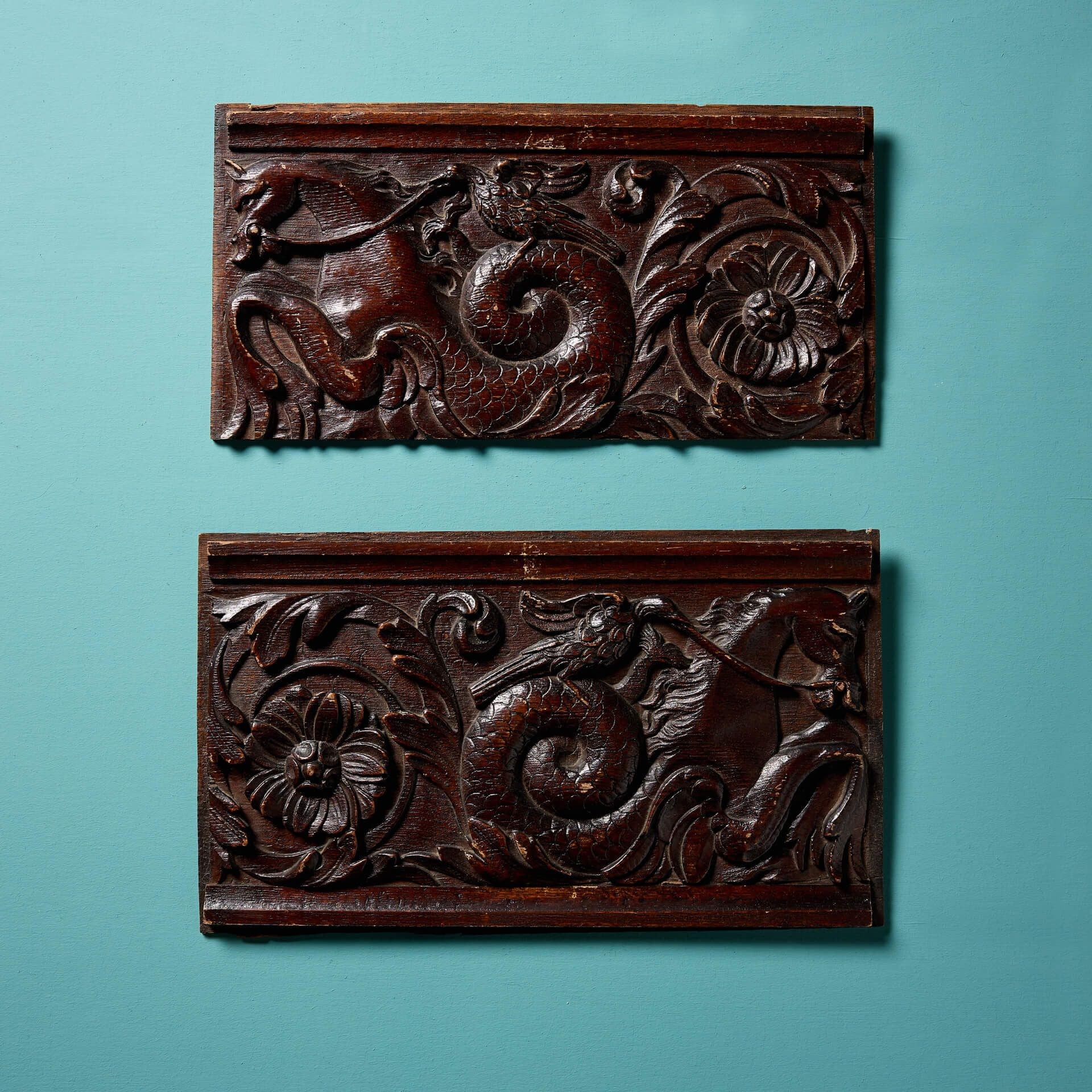 Pair of 18th Century Carved Oak Frieze Panels | UK Architectural Heritage