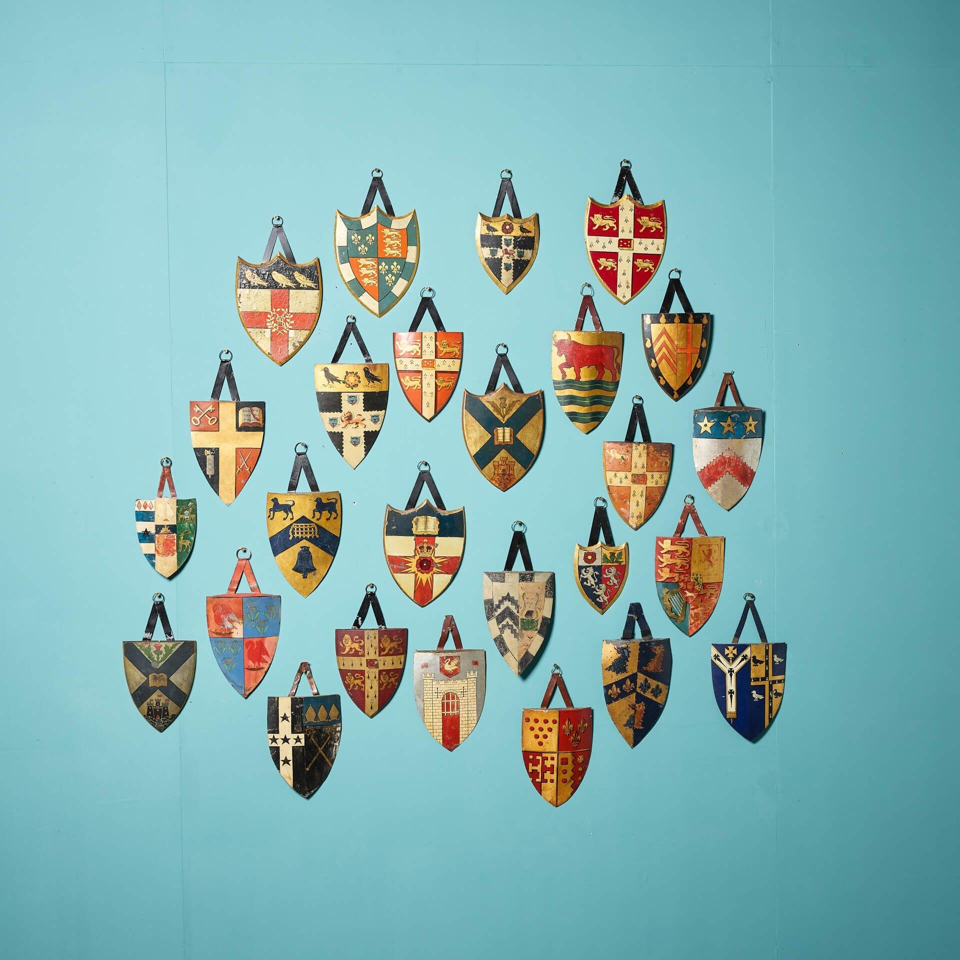 Collection of 26 Antique English Heraldic Hanging Shields | UK ...