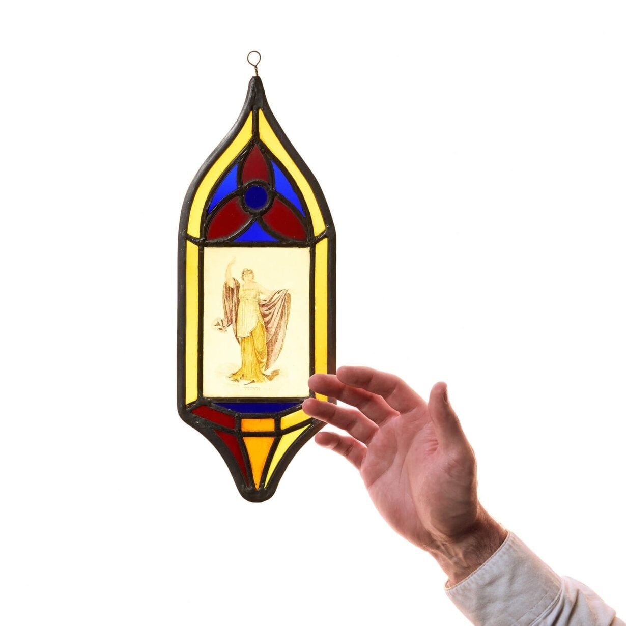 Small Neoclassical Stained Glass Window Hanging | UK Architectural Heritage