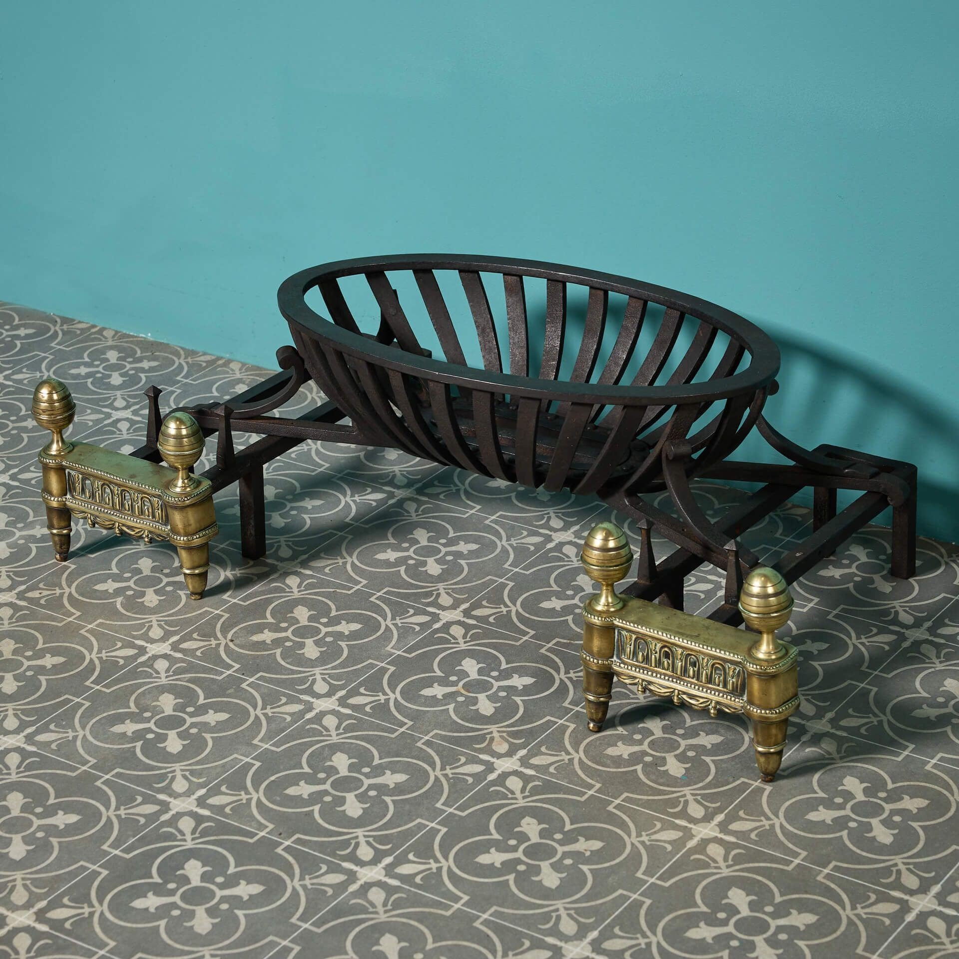 Antique 19th Century Wrought Iron Fire Grate with Fire Dogs | UK ...