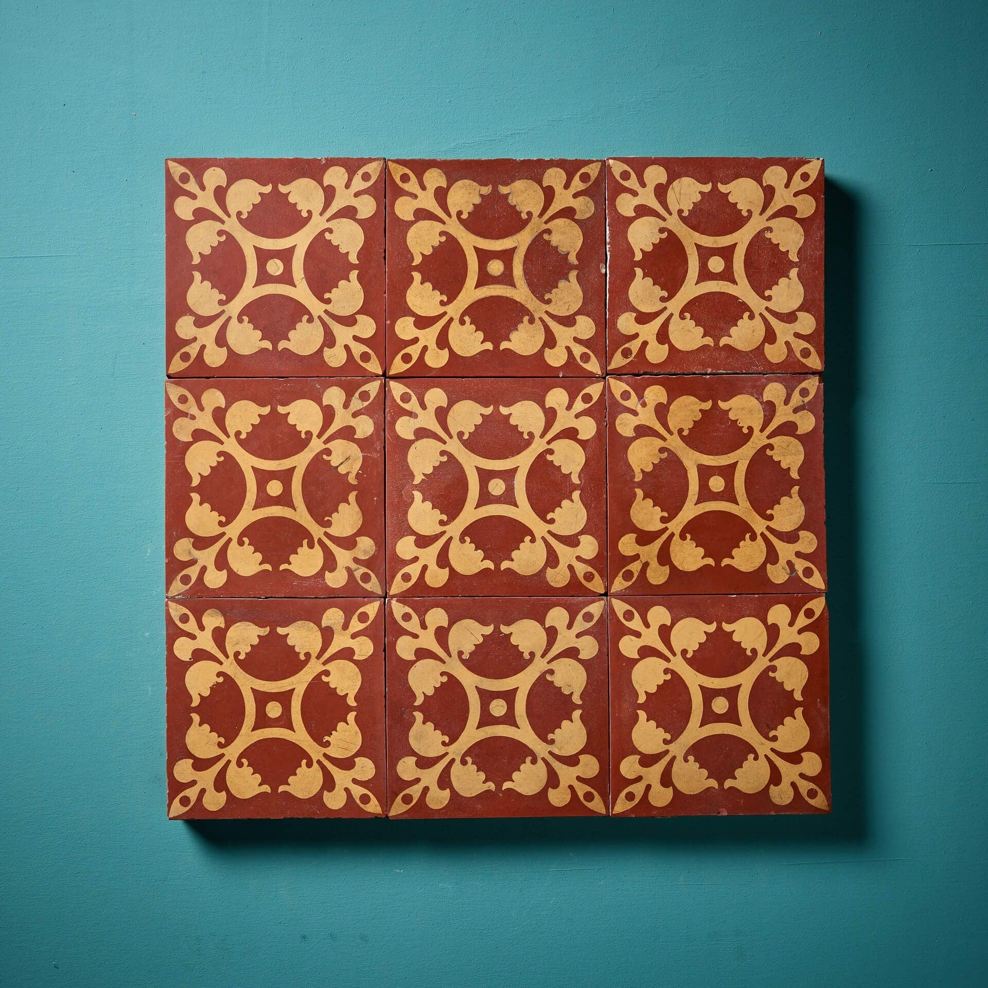 Set of 9 Reclaimed Minton & Co Gothic Encaustic Tiles | UK ...