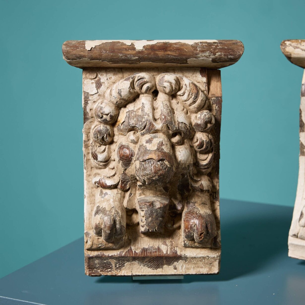 Set of Antique Oak Lion Corbels | UK Architectural Heritage