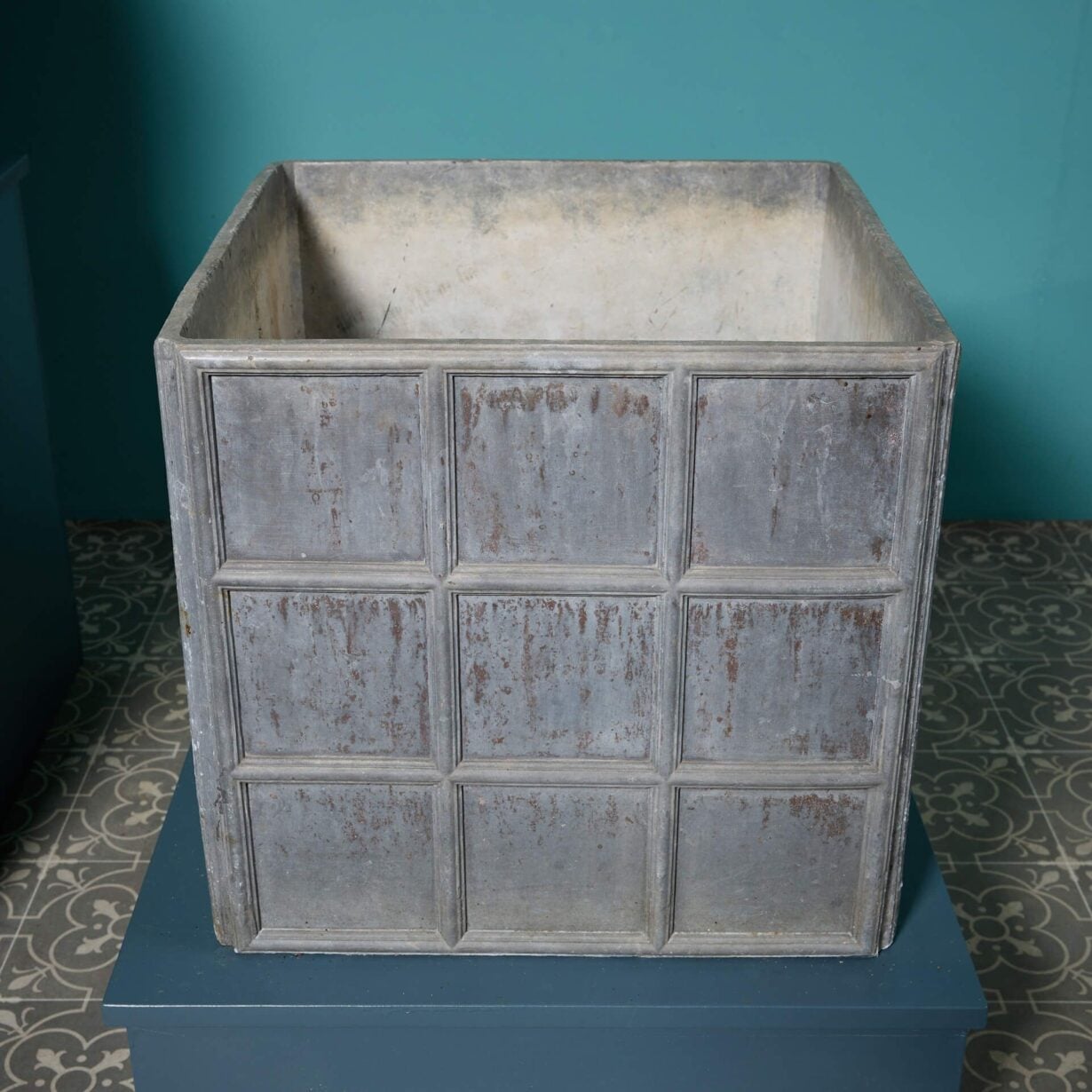Pair of Reclaimed Lead Cube Planters | UK Architectural Heritage