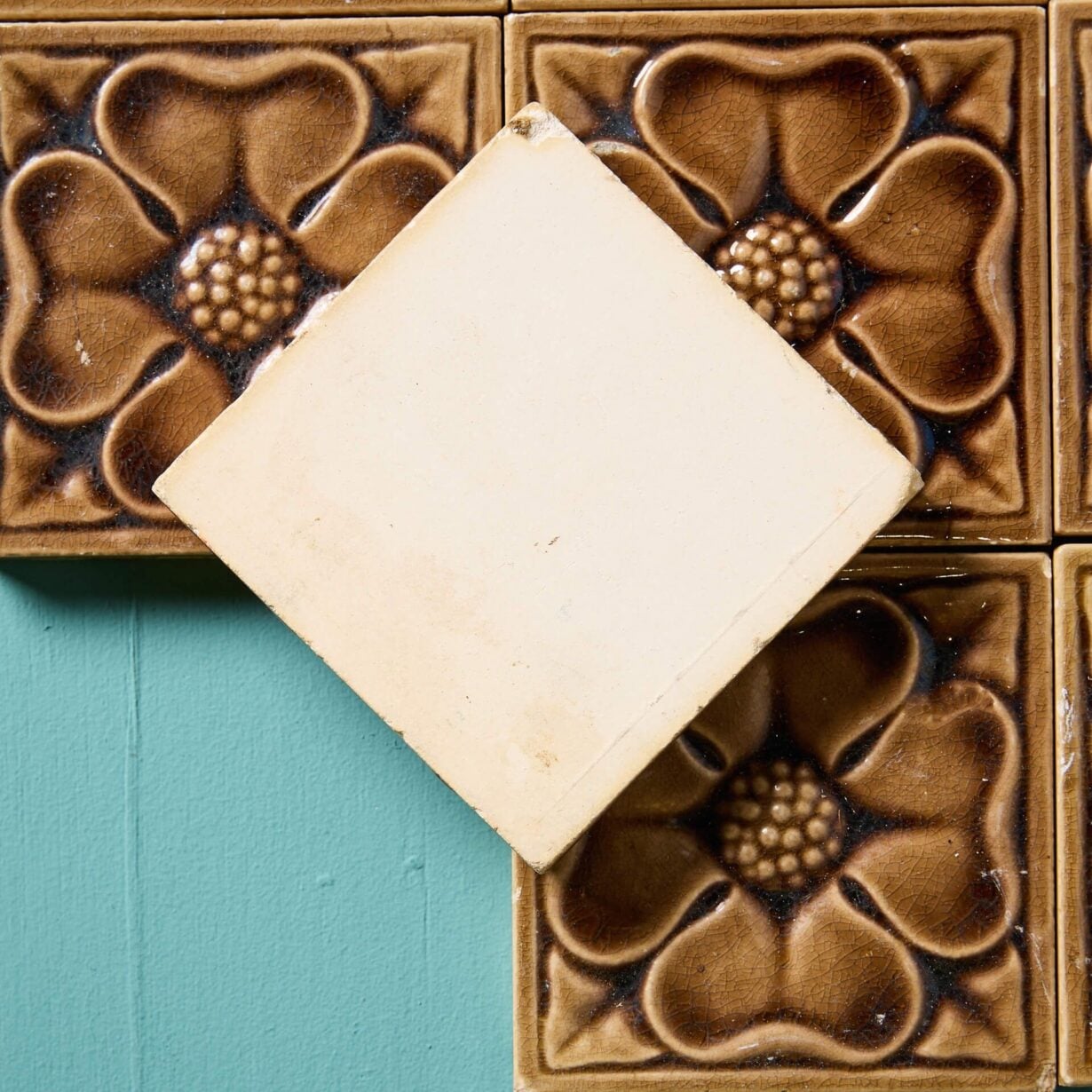 Set of Reclaimed Glazed Carter Tiles | UK Architectural Heritage