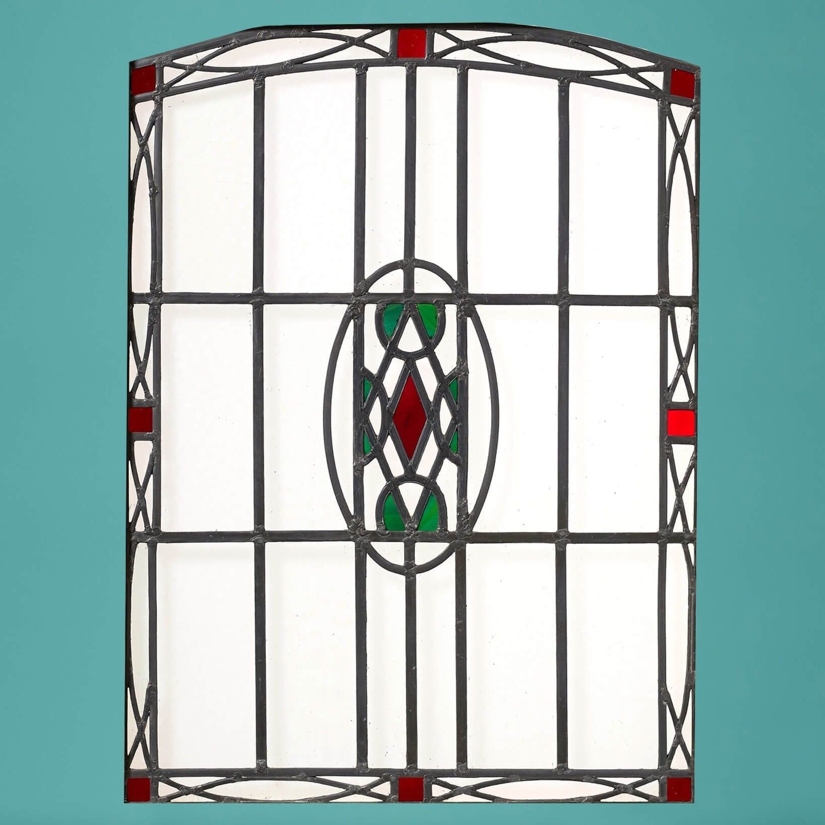Antique Art Nouveau Shallow Arched Stained Glass Window | UK ...