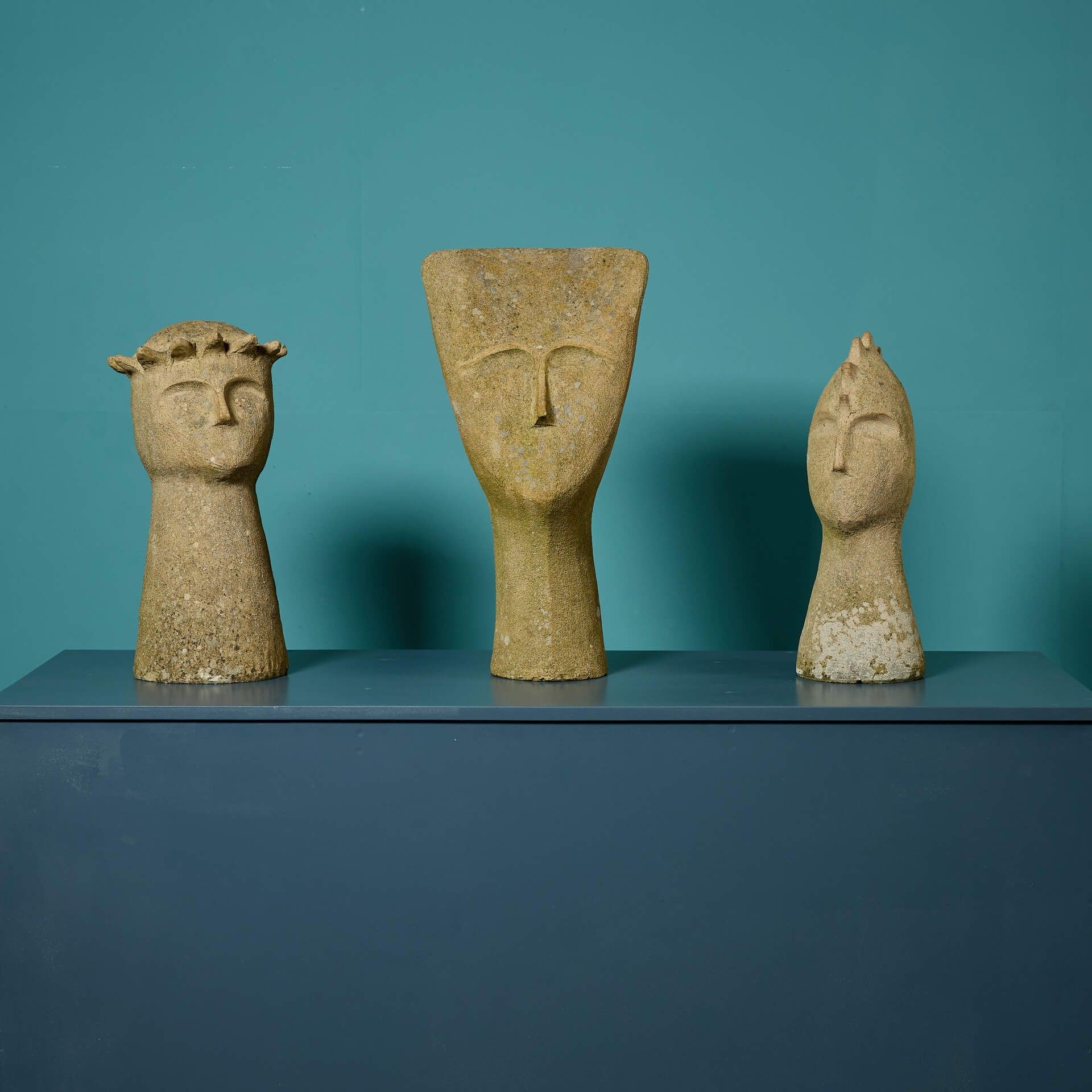 Set of Contemporary Abstract Carved Stoneware Busts | UK Architectural ...