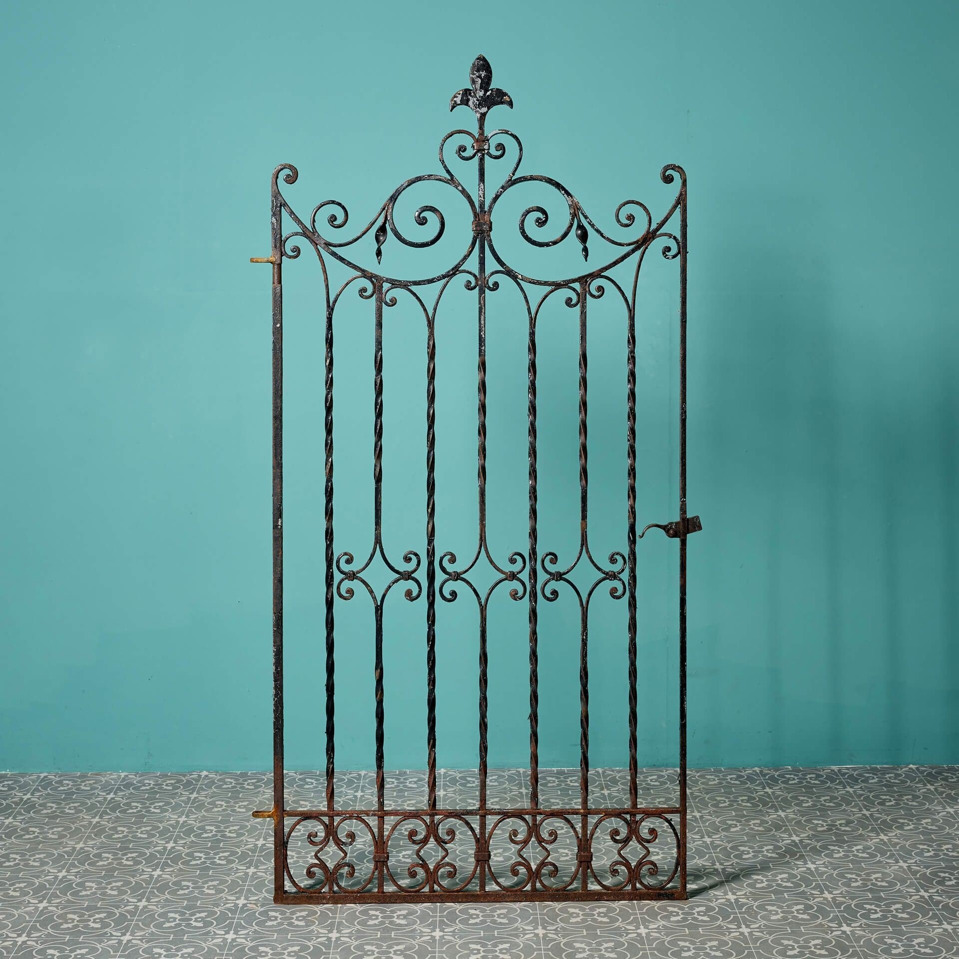 Tall Antique Edwardian Style Wrought Iron Side Gate | UK Architectural Heritage