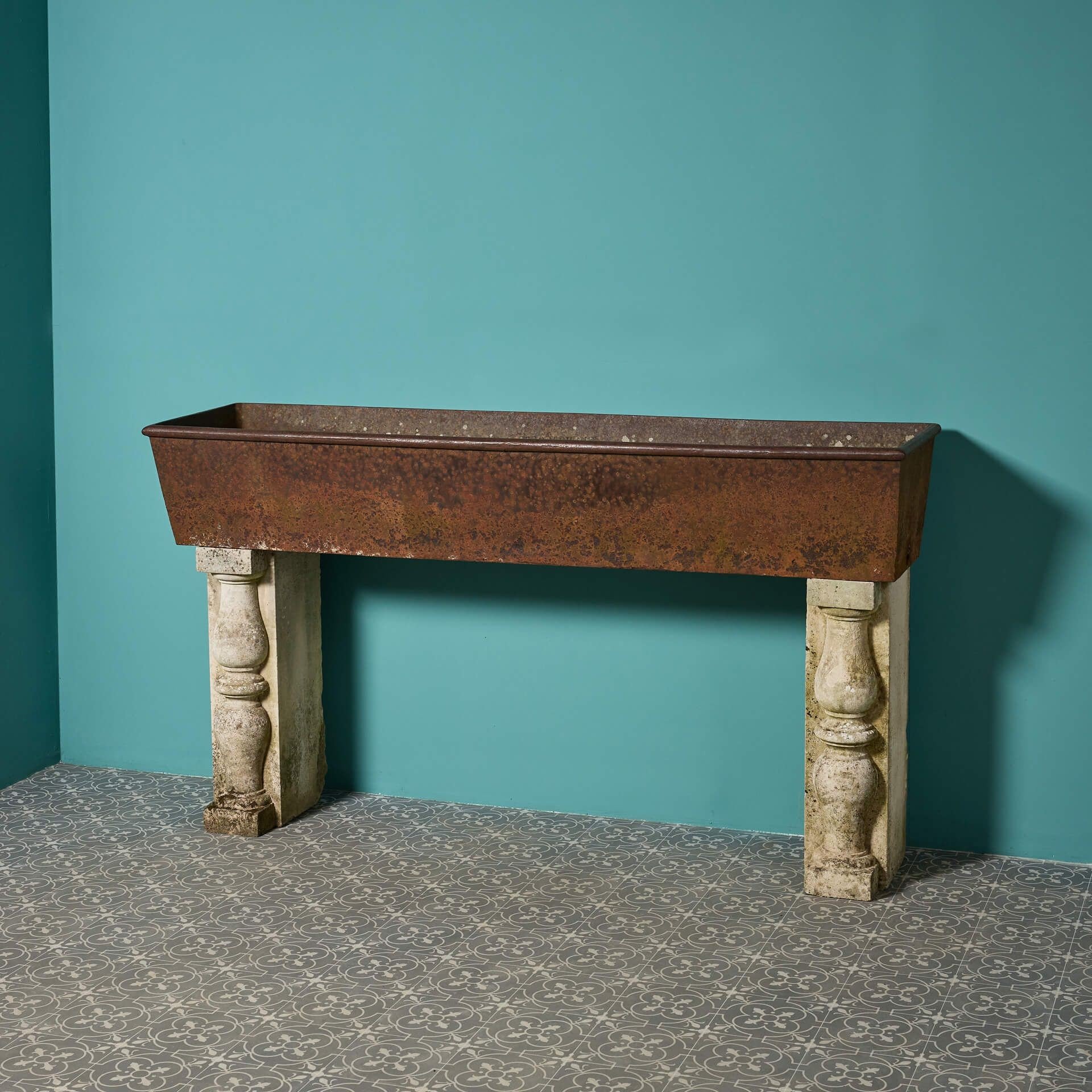Antique Victorian Cast Iron Trough on Limestone Stands | UK ...