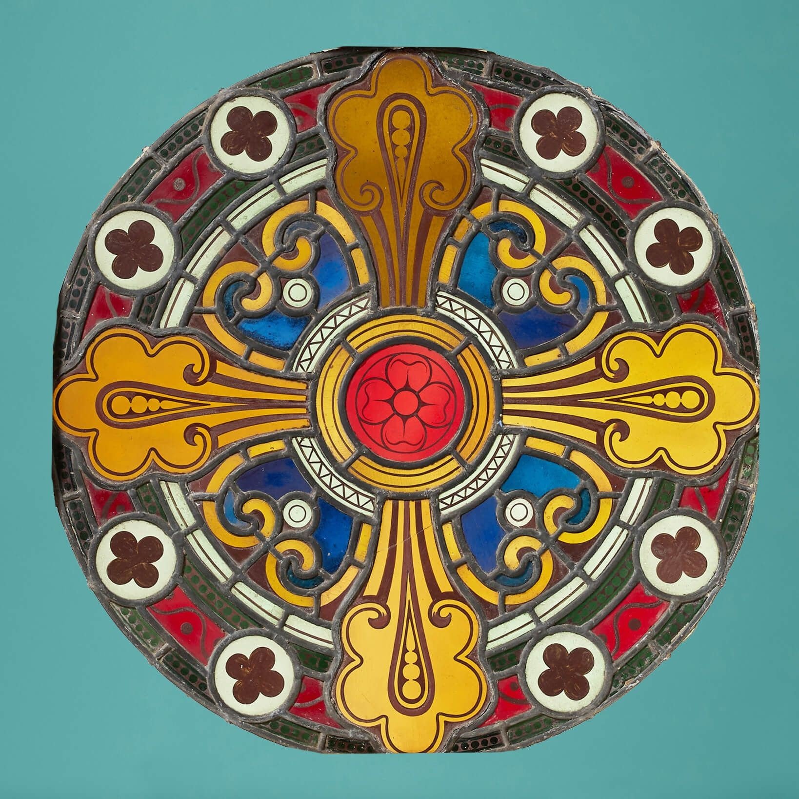 Large Antique Victorian Stained Glass Roundel Window | UK Architectural ...