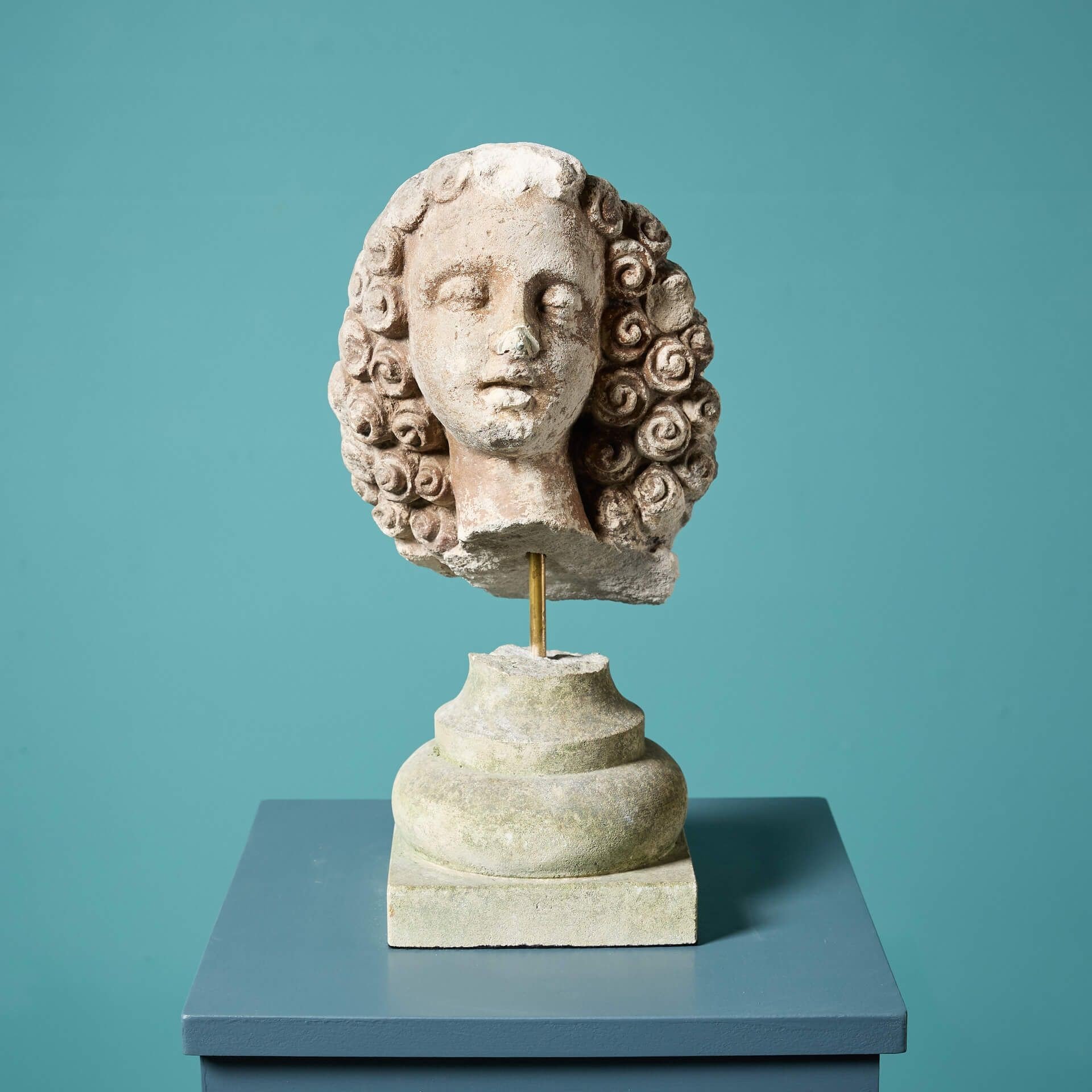 Antique Fragmentary Carved Stone Head on Stand | UK Architectural Heritage