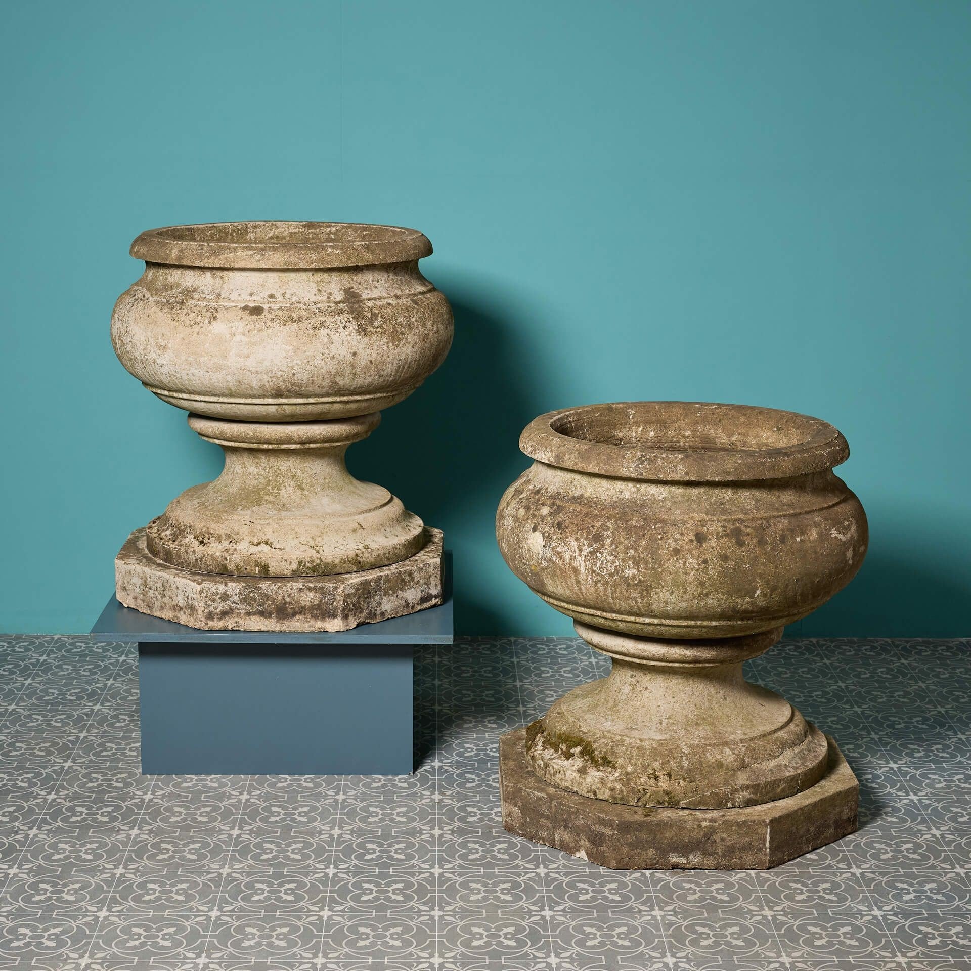 Pair of Large Composition Stone Urns | UK Architectural Heritage