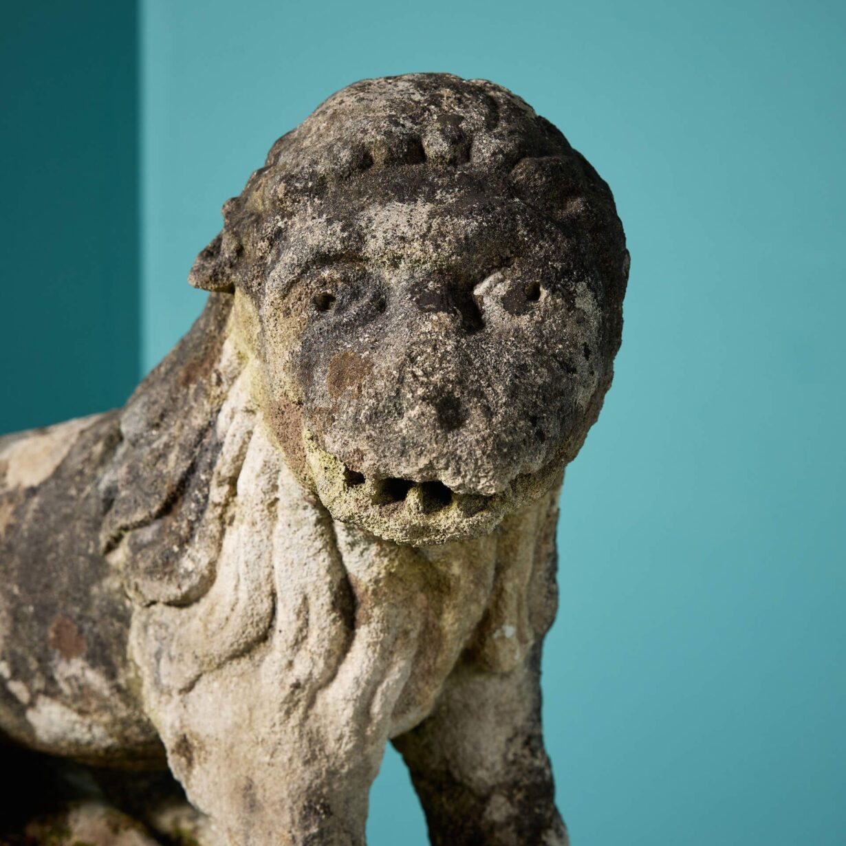 Pair of 18th Century style Weathered Limestone Lion Statues | UK ...