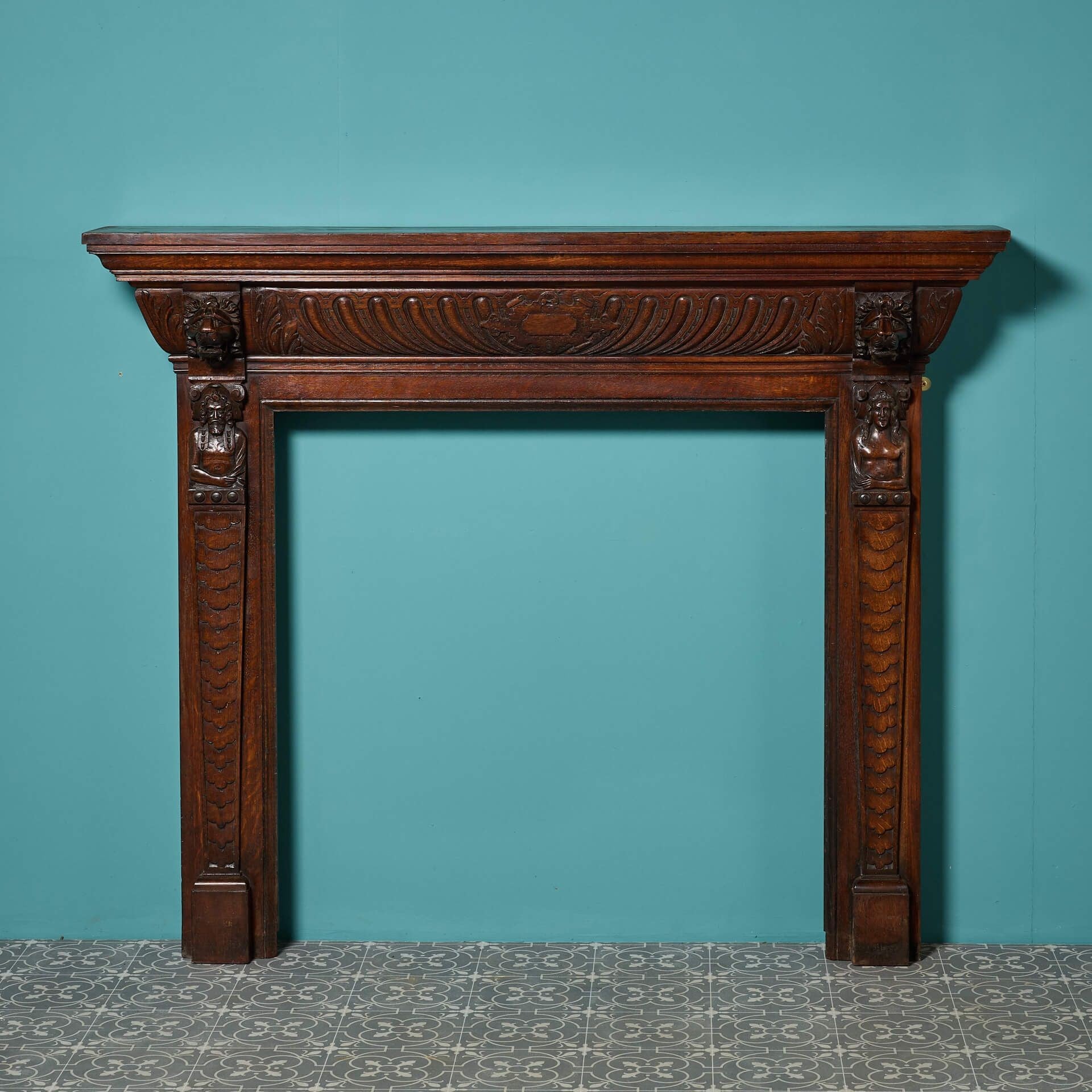 19th Century Jacobean Style Antique Oak Fireplace | UK Architectural ...