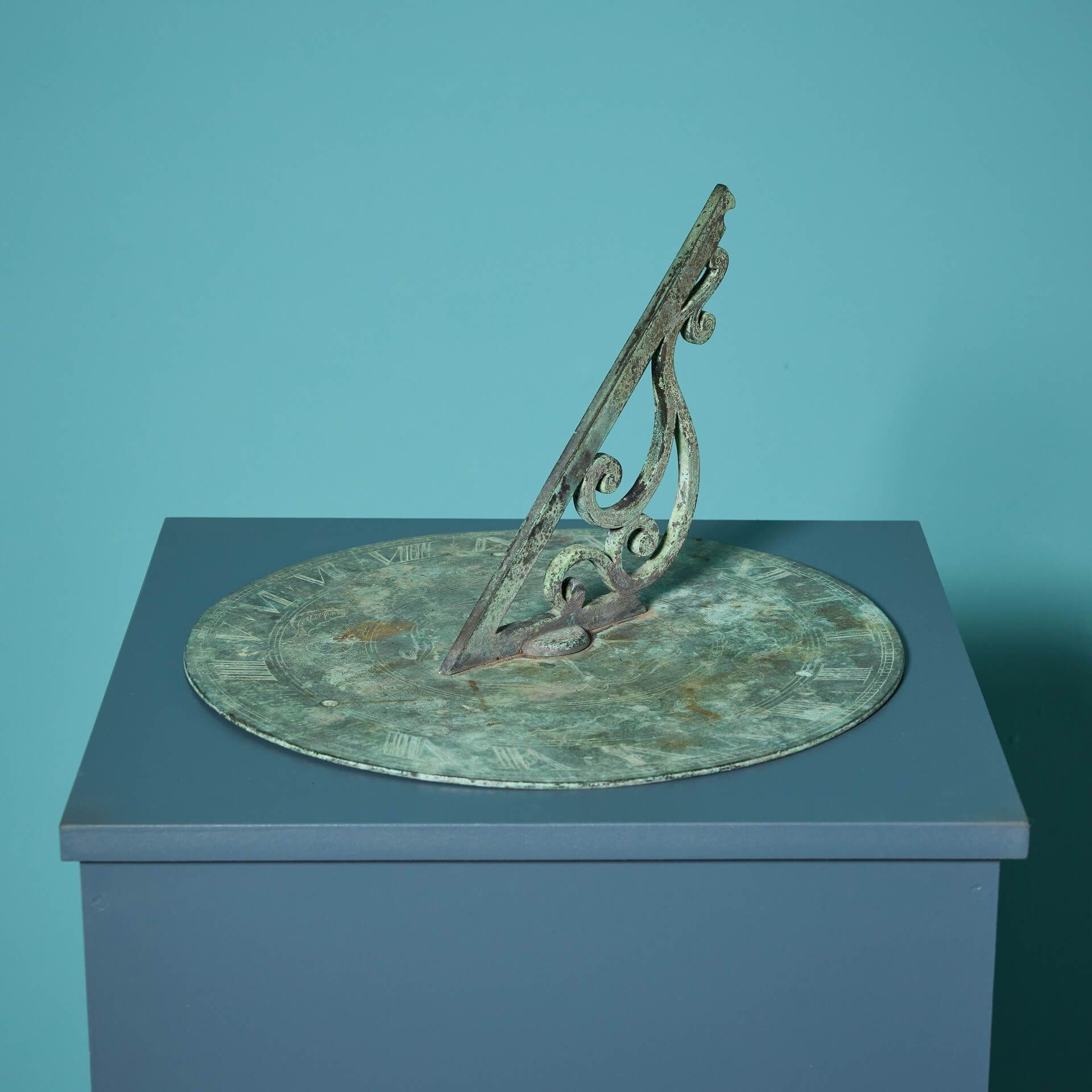 Large 19th Century English Bronze Verdigris Sundial Plate | UK ...