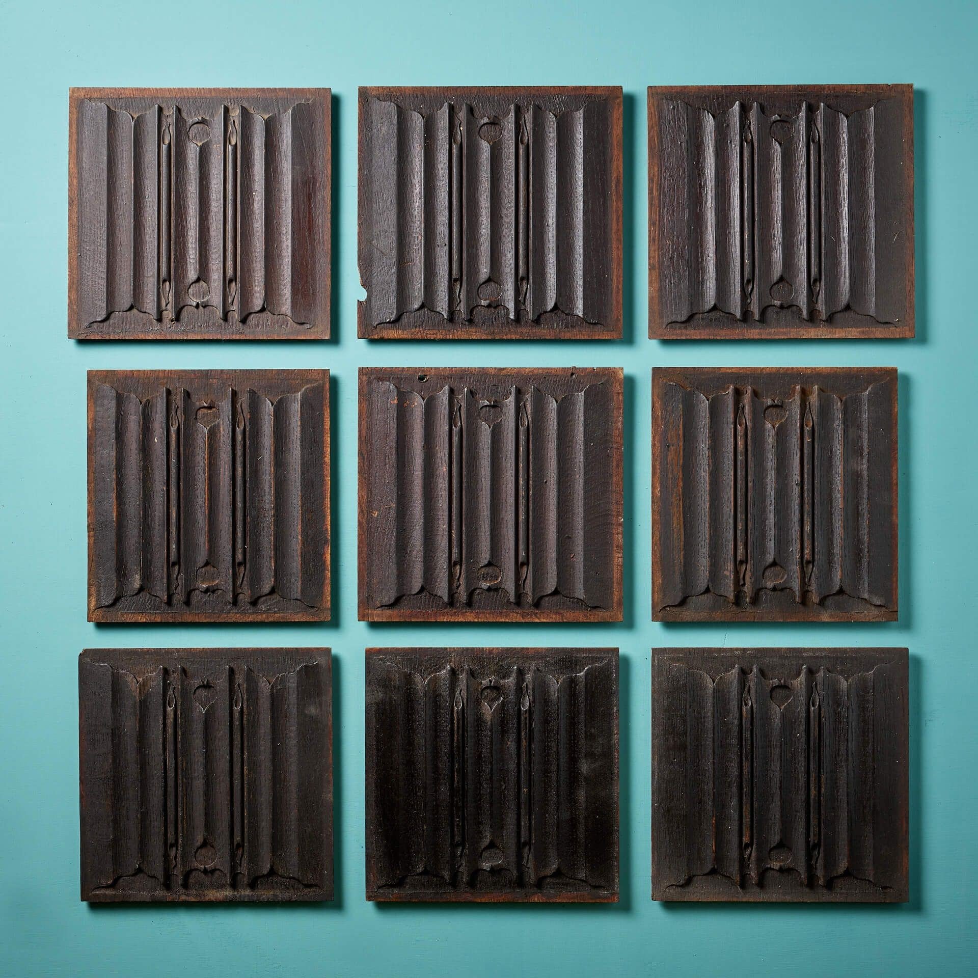 Set of Victorian Carved Linen Fold Oak Panels | UK Architectural Heritage