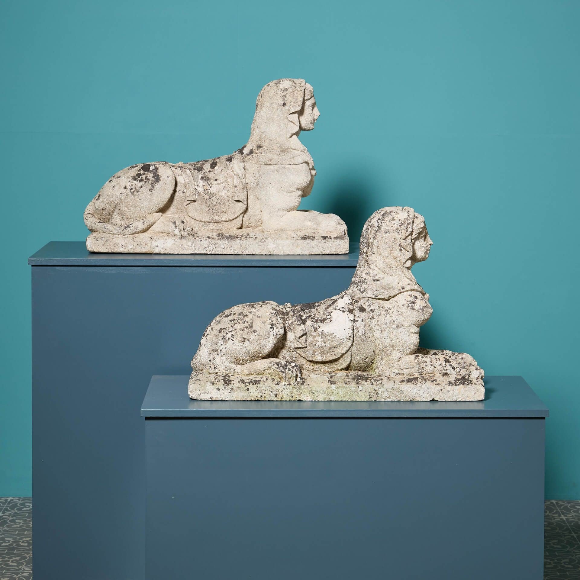 Pair of 19th Century Limestone Sphinx Statues | UK Architectural Heritage