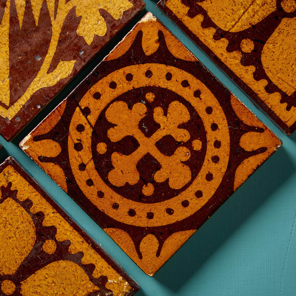 Set of 9 Craven Dunhill Encaustic Tudor Revival Style Tiles | UK ...