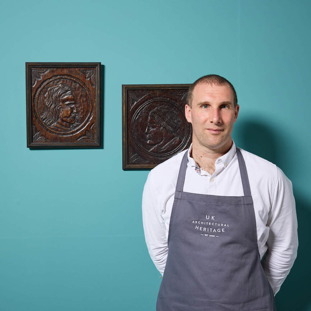 Two Antique French Medieval Style Carved Oak Portrait Panels | UK ...