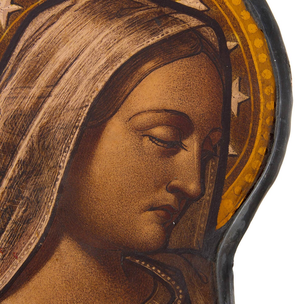 19th Century Painted Glass Window Hanging of a Veiled Figure | UK ...