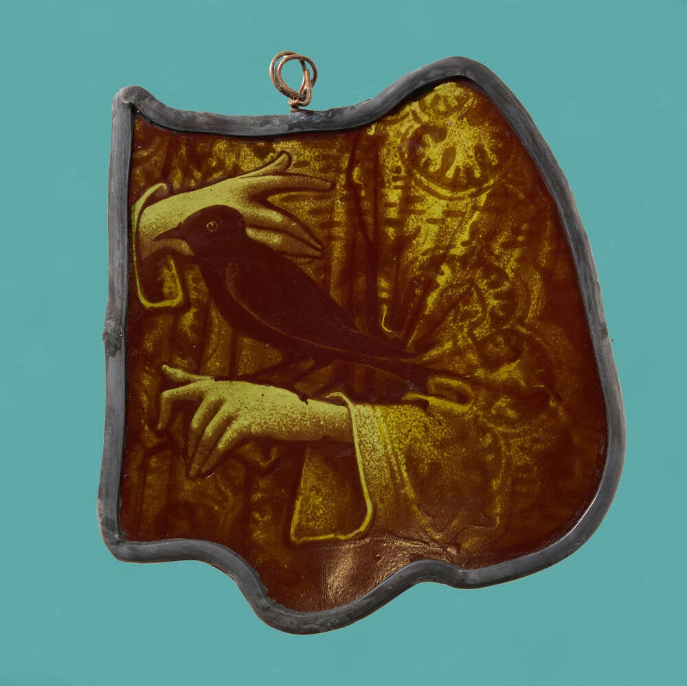 Antique Painted Glass Window Hanging Panel of a Torso | UK ...