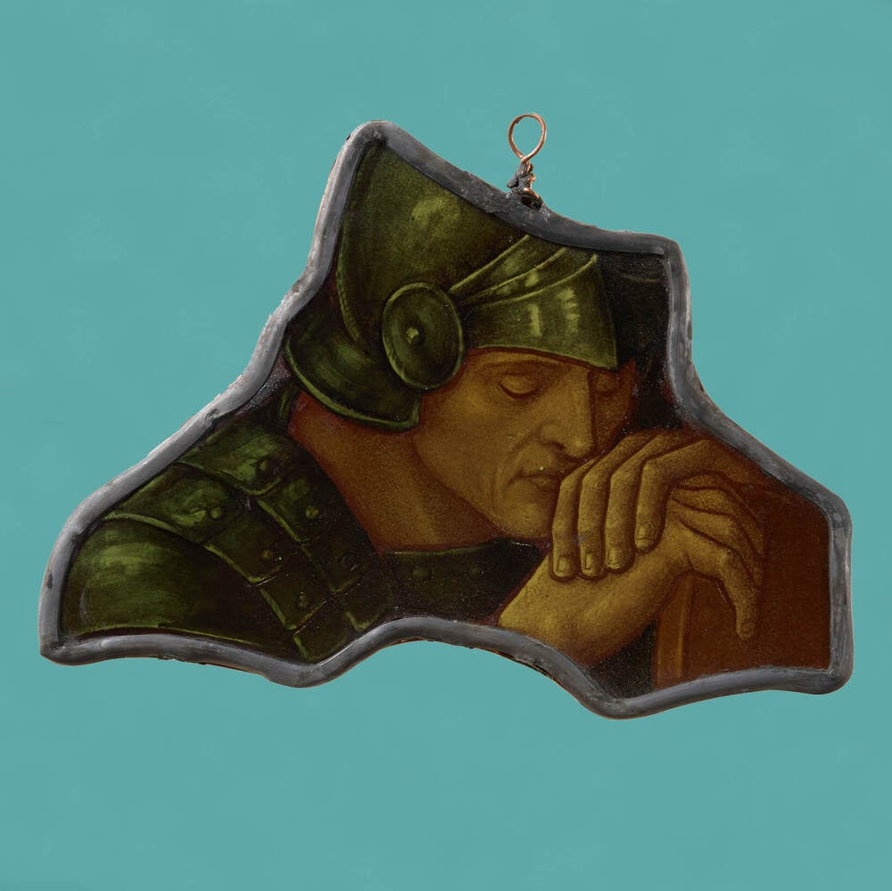 Antique Painted Glass Window Hanging of a Roman Solider | UK ...