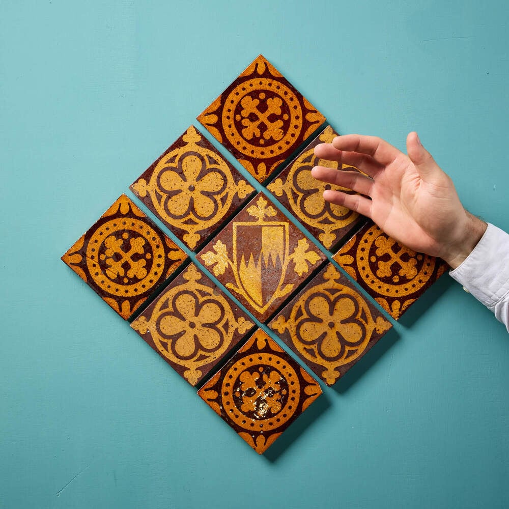 Set of 9 Antique English Encaustic Tiles by Godwin & Craven Dunhill ...