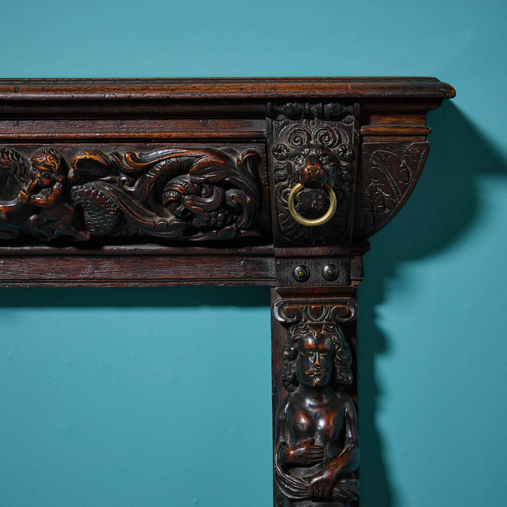 Antique Handcarved Medieval Style Oak Fire Surround | UK Architectural ...