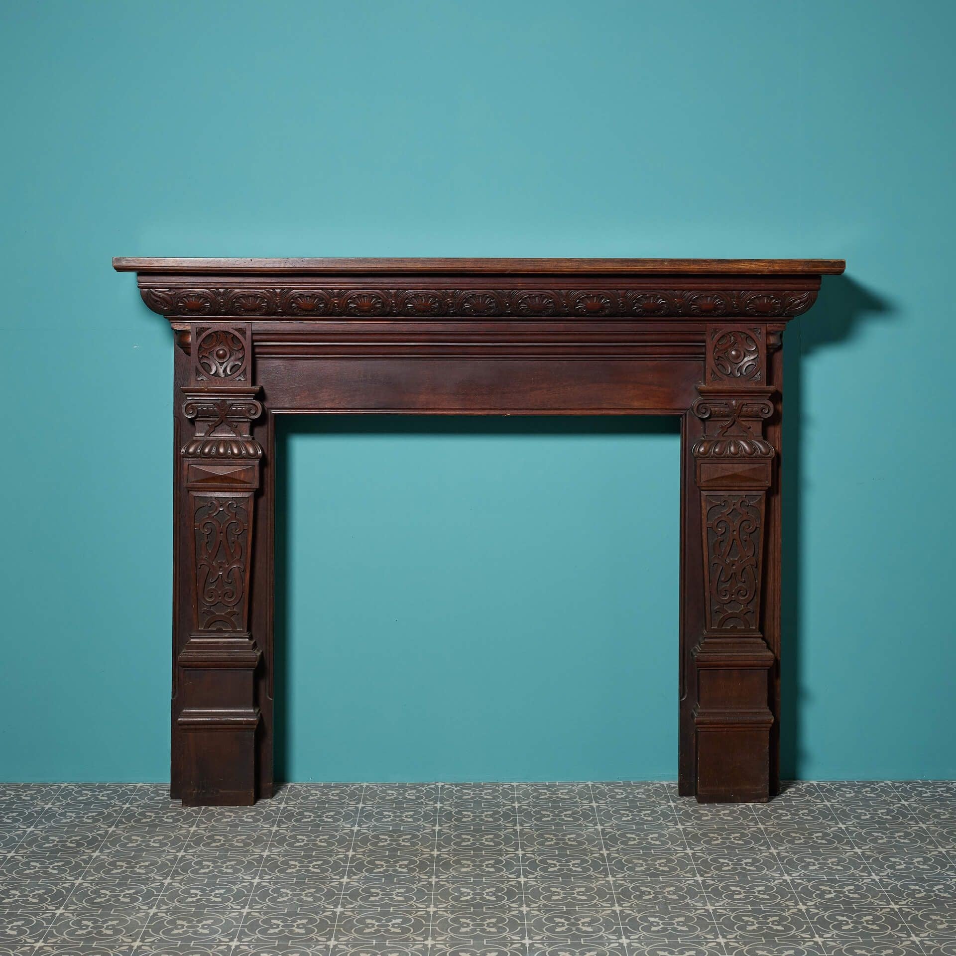 Large Antique Tudor Revival Oak Fireplace | UK Architectural Heritage