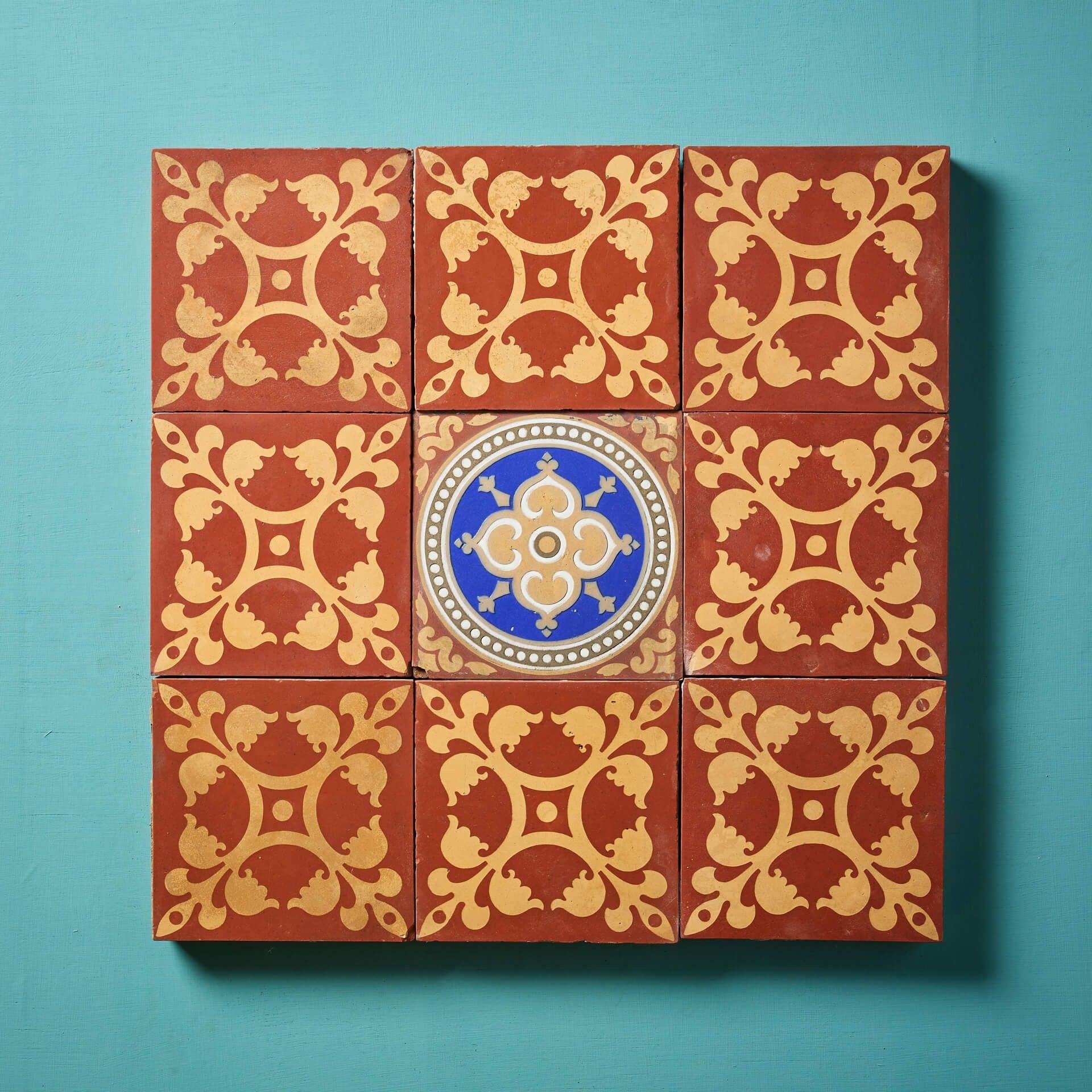 Set of 9 Antique English Gothic Style Encaustic Tiles | UK ...