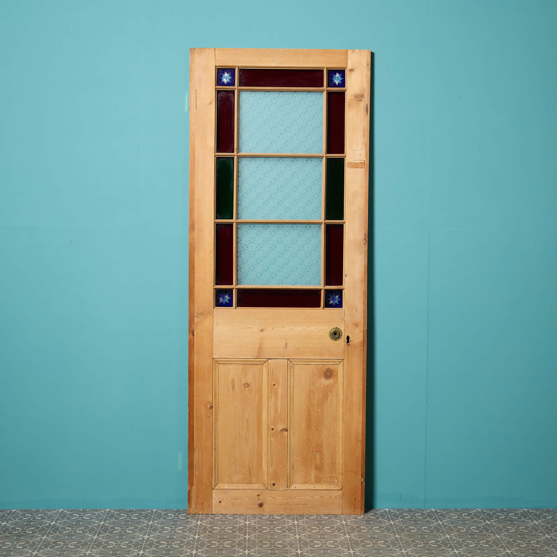 Victorian Margin Glazed Pine Door With Etched Stained Glass | UK ...
