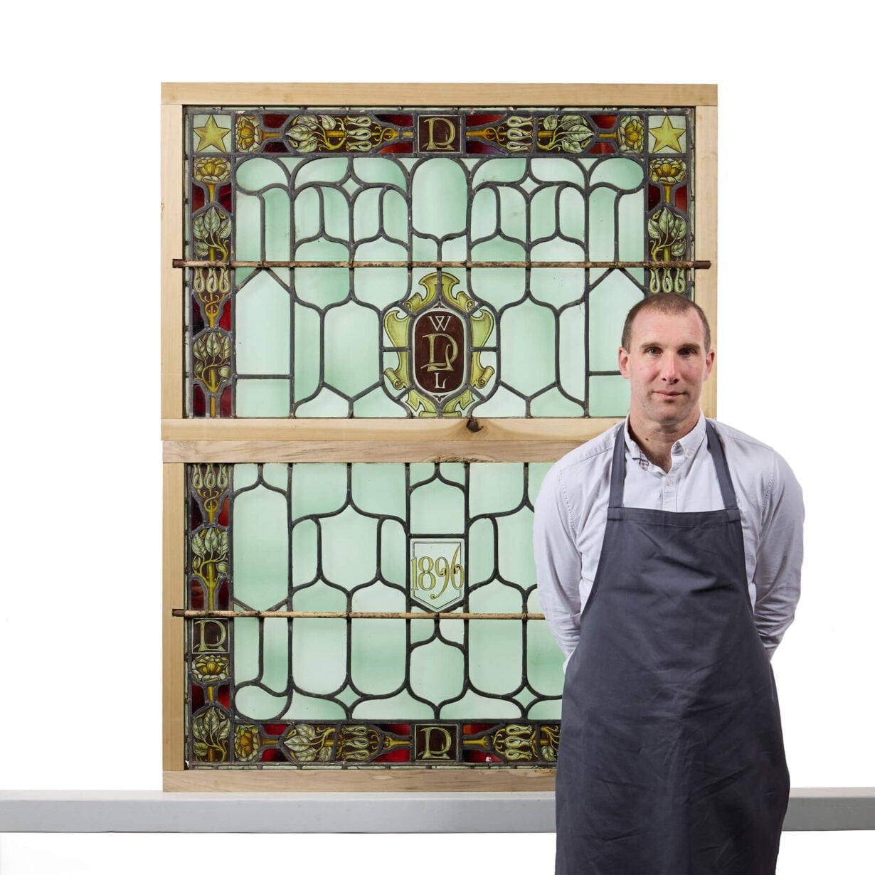19th Century Monogram Stained Glass Panel From Locko Park Derbyshire ...