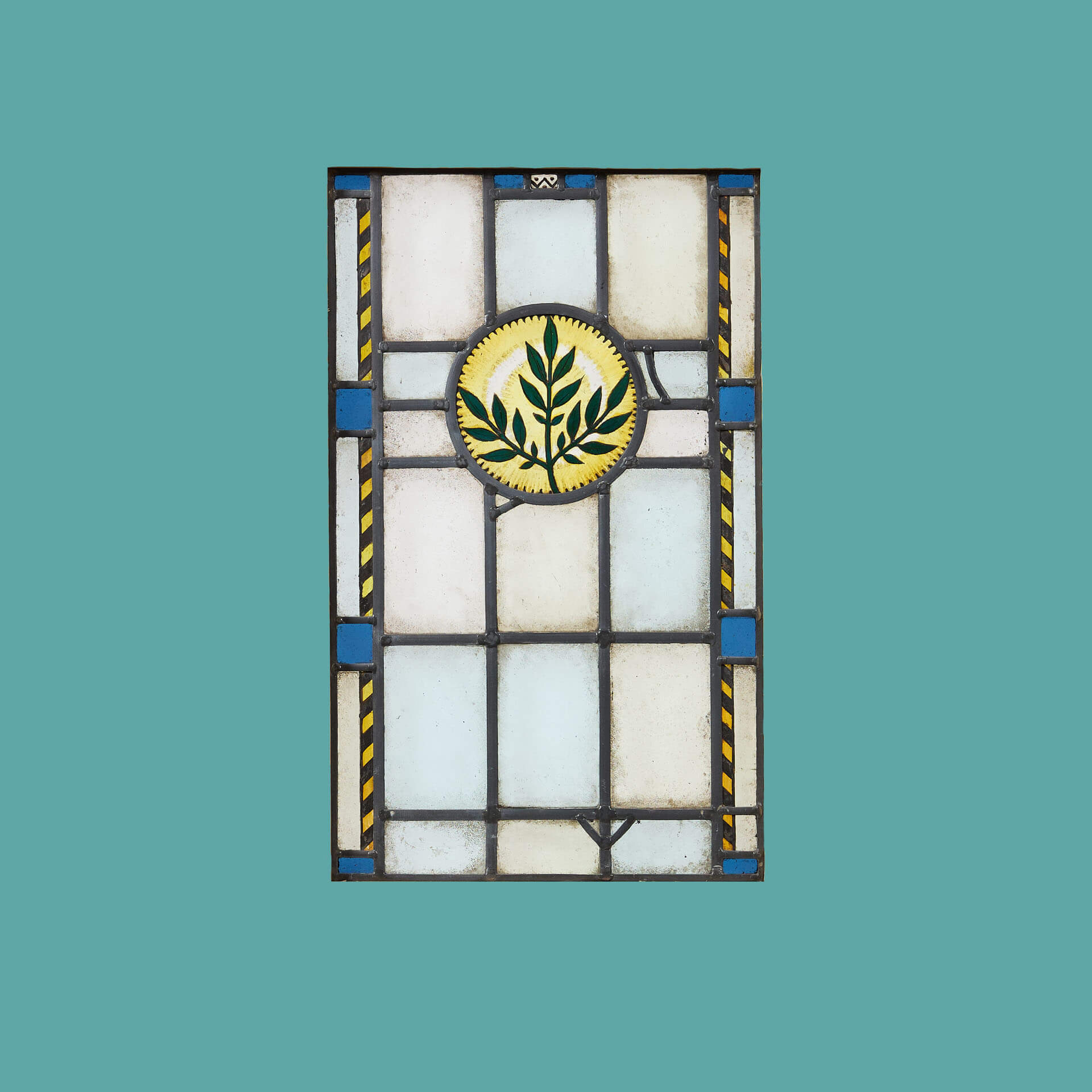 Antique Stained Glass Window With Olive Branch Roundel | UK ...