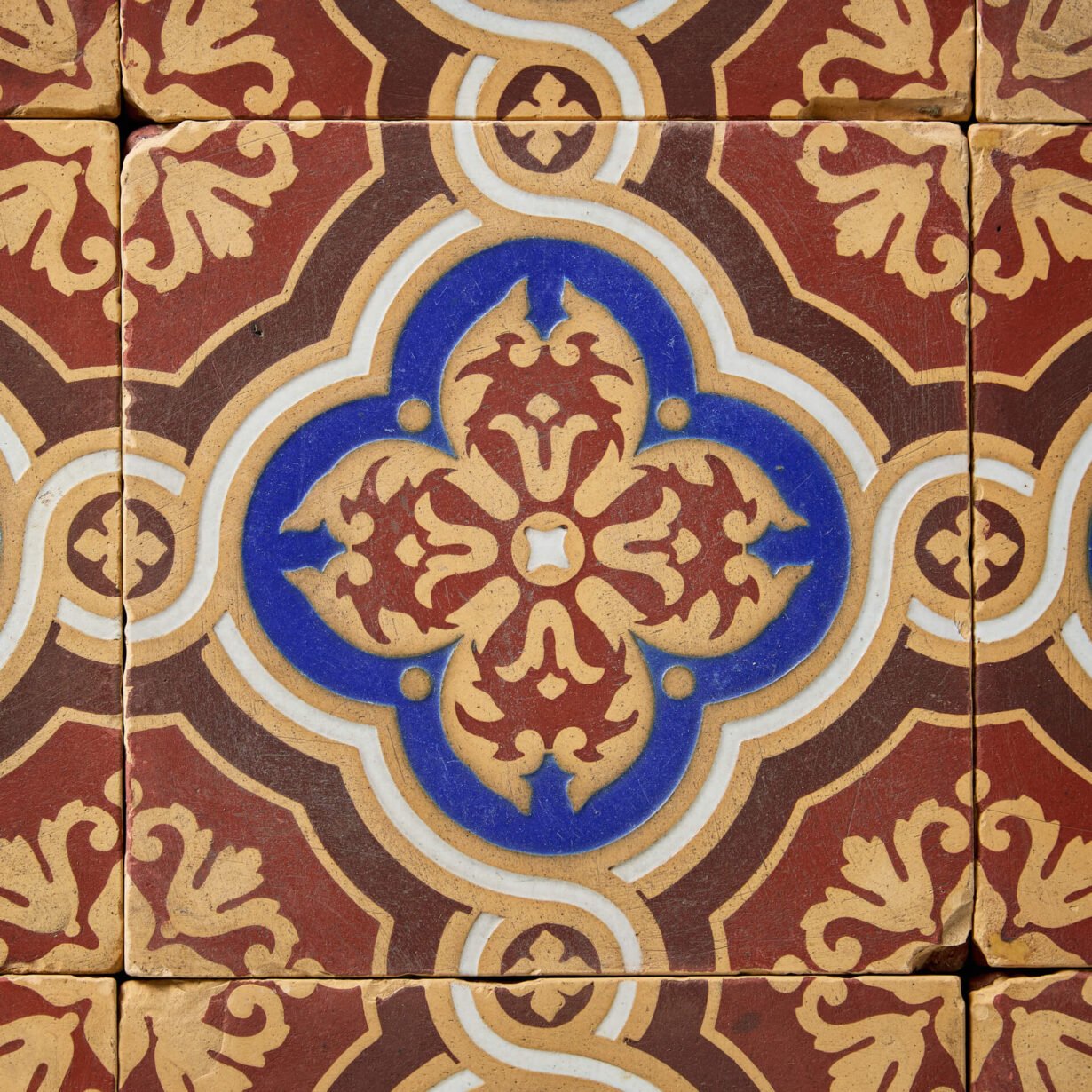 Set of 9 Encaustic Floral Antique Tiles Minton & Co | UK Architectural ...