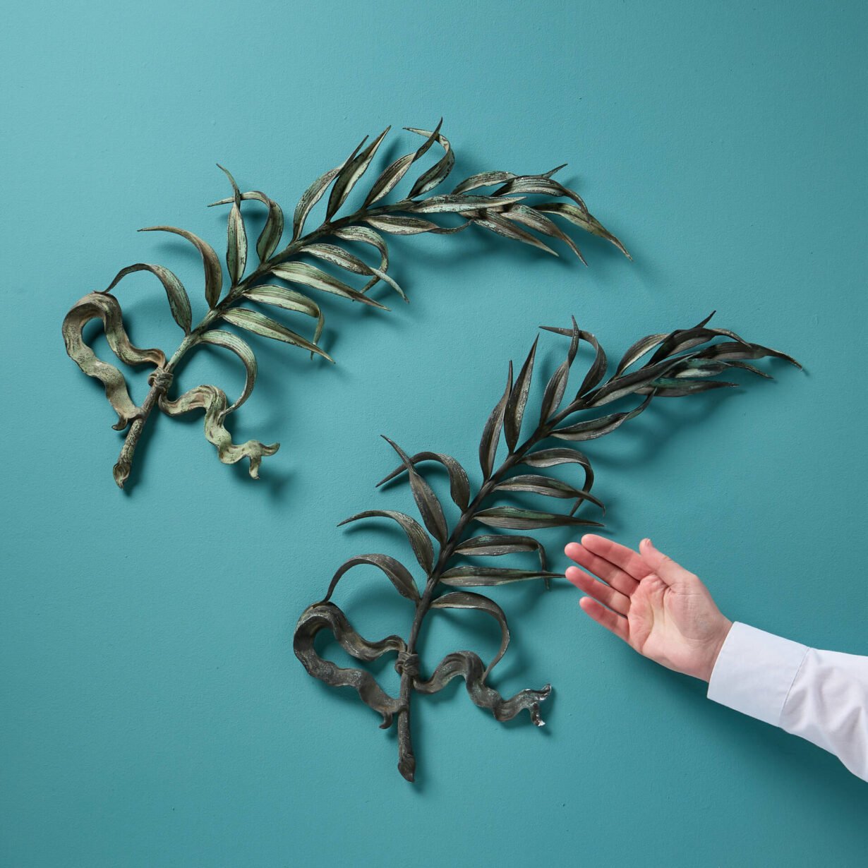 Pair of 19th Century Verdigris Bronze Palm Fronds | UK Architectural ...