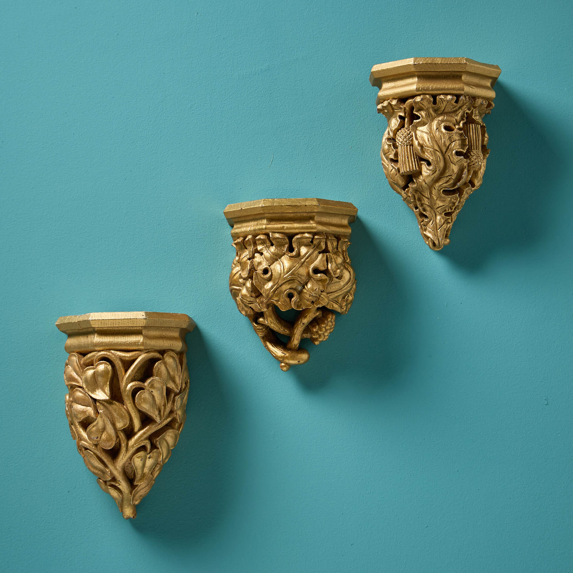 Set of 19th Century Scottish Gilt Carved Oak Brackets | UK ...