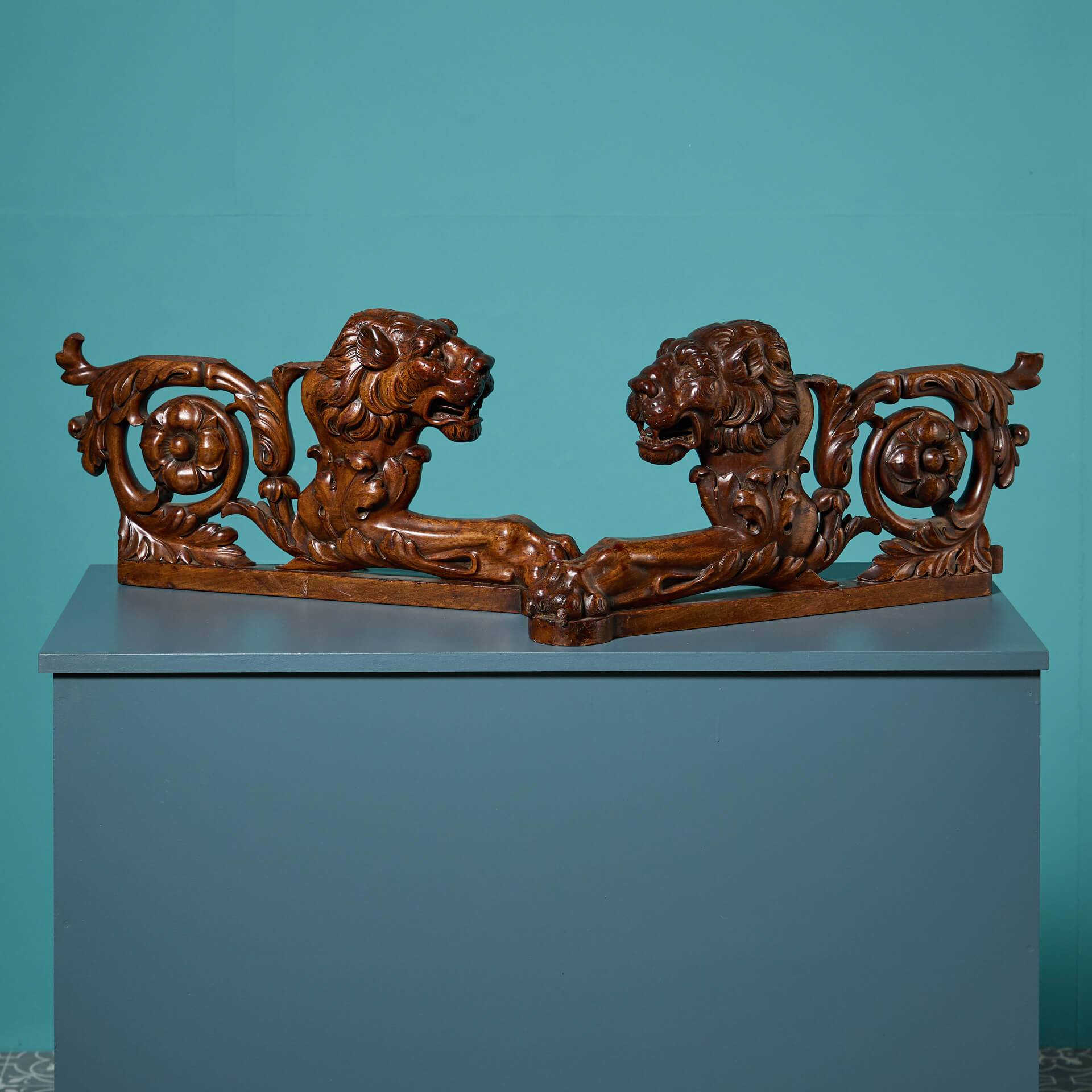 19th Century Pair of Neoclassical Italian Walnut Lions | UK ...